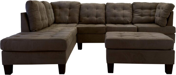 Casa Andrea Milano LLC 3 Piece Modern Tufted Micro Suede L Shaped ...