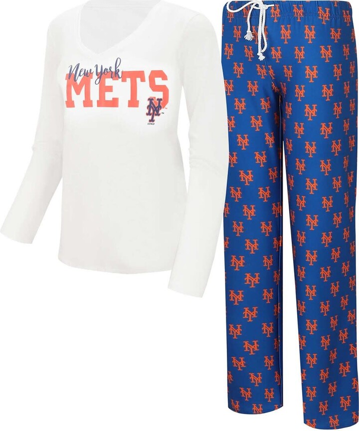 Women's Concepts Sport White/Royal New York Mets Long Sleeve V-Neck T ...