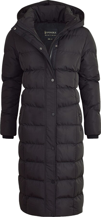 Spindle Womens Maxi Long Hooded Puffer Quilted Parka Coat Extra Long ...