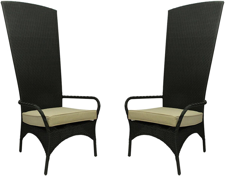 Cc Outdoor Living Set Of 2 Black Resin Wicker Outdoor Patio King Chairs ...