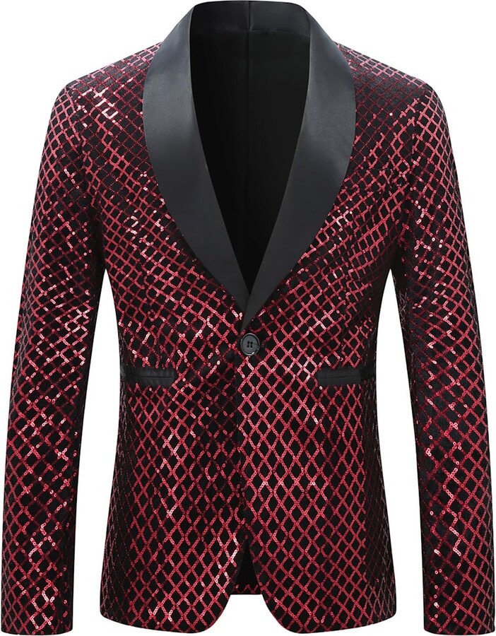DACONGMING Sequin Jacket Men's Carnival Costume Party for Men Glitter ...