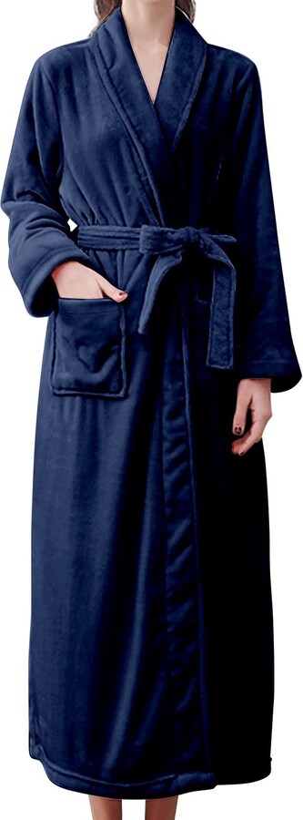 MODSGUE Women's House Coat with Tie Loungewear Thermal Dressing Gown ...