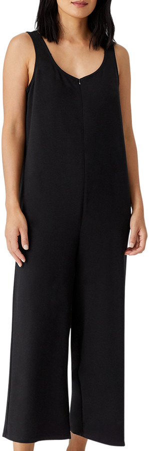 Eileen Fisher Organic Cotton Brushed Terry Cropped Jumpsuit - ShopStyle