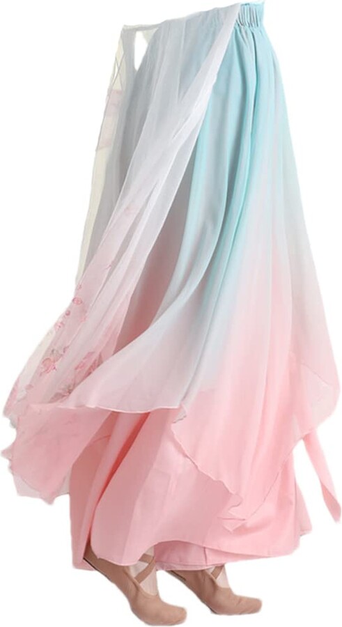 Ownwfeat Modern Hanfu Chinese Folk Classical Dance Culottes 2-Layer ...