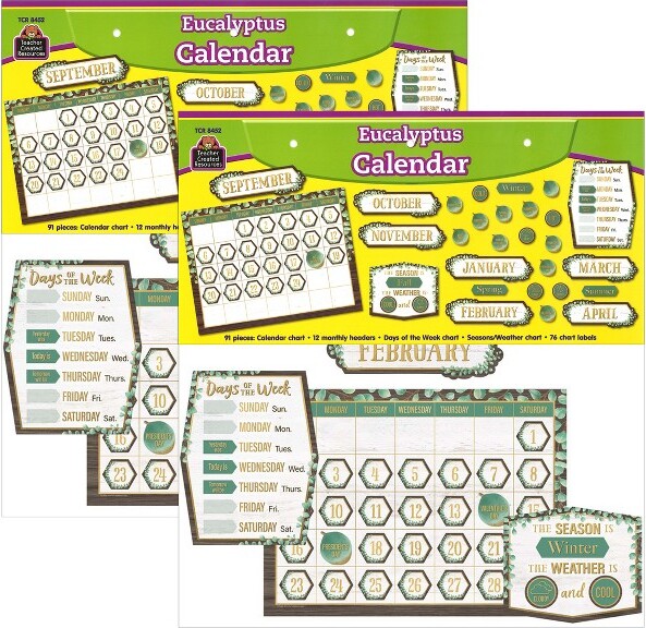 Teacher Created Resources® Eucalyptus Calendar Bulletin Board Set, 2 ...