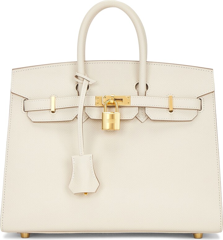 Hermes Epsom Birkin 25 Handbag in Cream - ShopStyle Satchels & Top ...