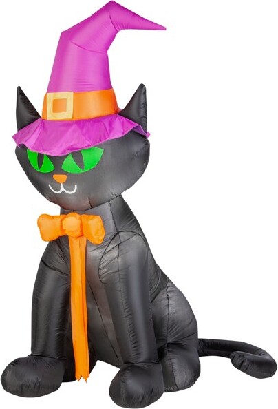Gemmy Airblown Inflatable Black Cat w/Hat OPP, 6.5 ft Tall, Pink ...