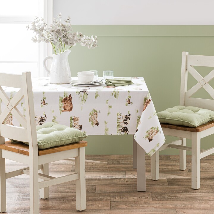 Dunelm Highland Cow Wipe Clean Tablecloth Natural - ShopStyle