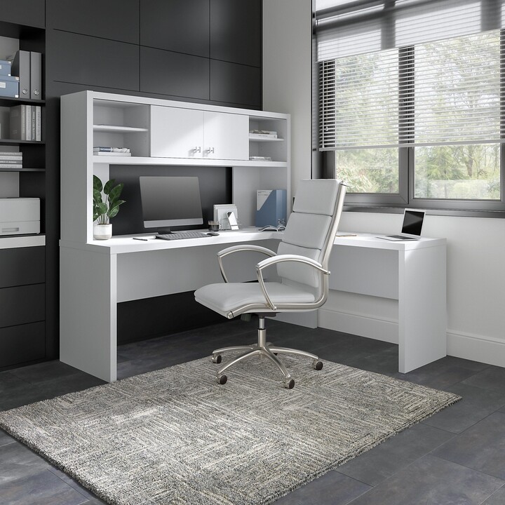 Kathy Ireland Office Echo L Shaped Computer Desk with Hutch from Office ...