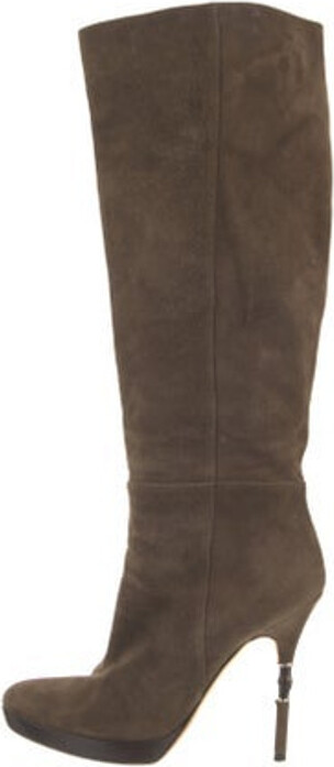 Gucci Bamboo Accent Suede Boots - ShopStyle