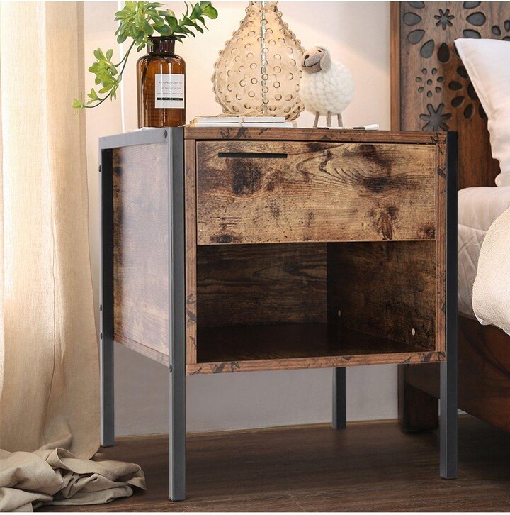 Living and Home Retro Industrial-style Bedside Table - ShopStyle