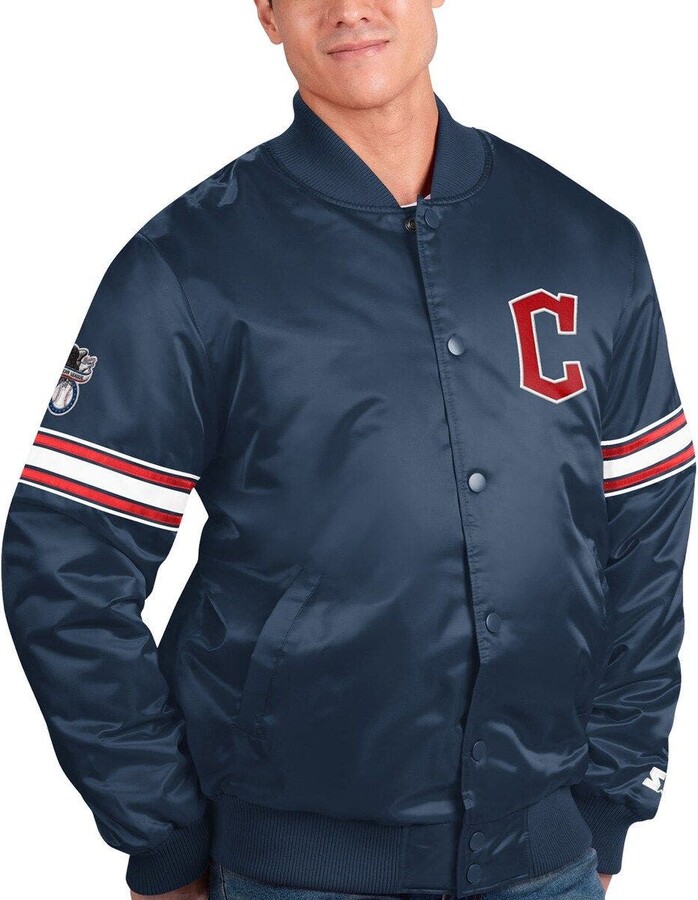 Men's Starter Navy Cleveland Guardians Pick & Roll Satin Varsity Full-Snap Jacket - ShopStyle