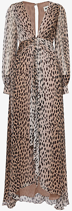 Rixo Womens Antelope Spot Black Meera Graphic-Pattern Chiffon Maxi ...