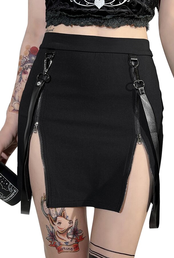 Happy Cherry Gothic Pleated Skirt for Women Grunge Clothes Lace Mini ...
