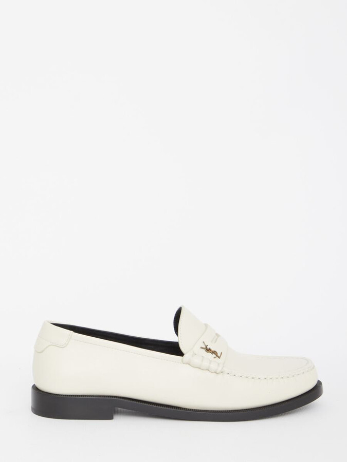 Saint Laurent Leather Monogram loafers - ShopStyle