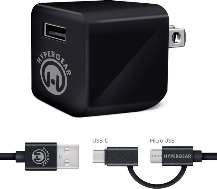 Hypergear 2.4A Wall Charger w/Hybrid USB-C Cable 4ft Black - ShopStyle ...