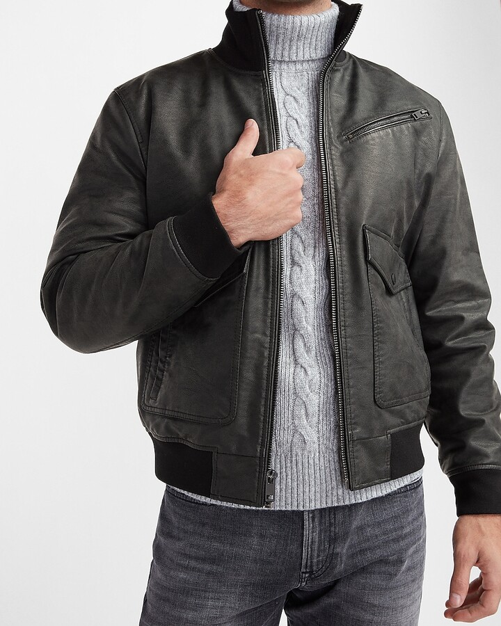 Express Vegan Leather Bomber Jacket - ShopStyle