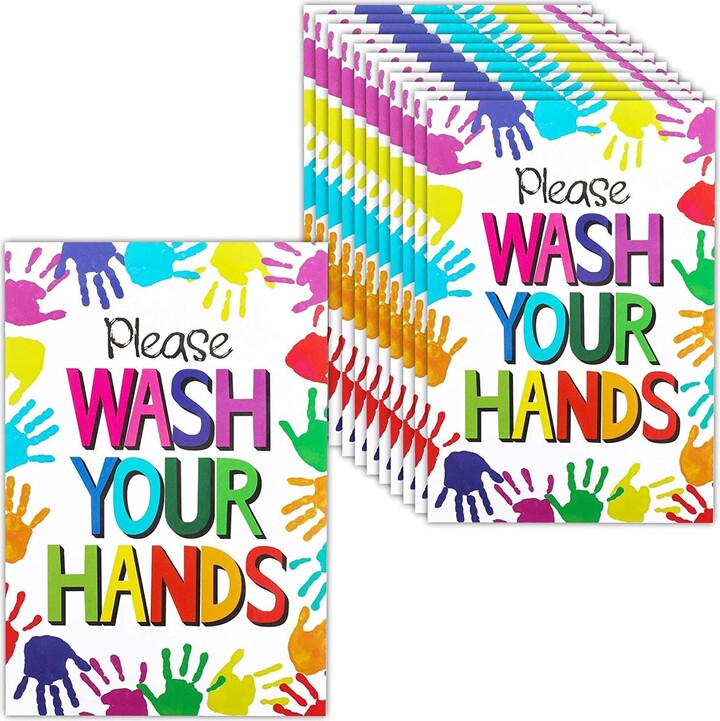 Bright Creations Hand Washing Station Signs for Kids, "Please Wash Your ...