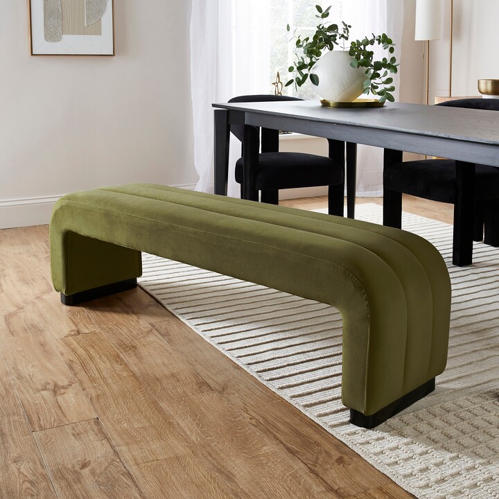 Dunelm Lucilla Dining Bench, Velvet Olive - ShopStyle