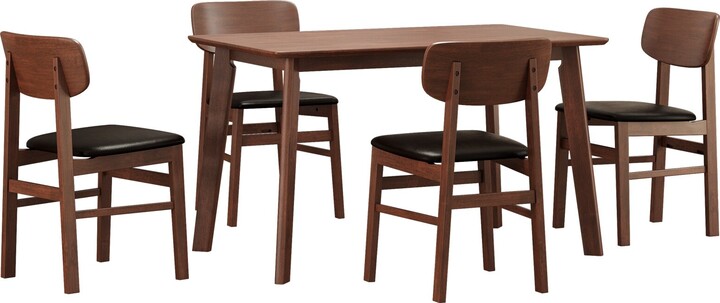 RASOO Vintage 5-Piece Dining Table Set with Retro Design Upholstered ...