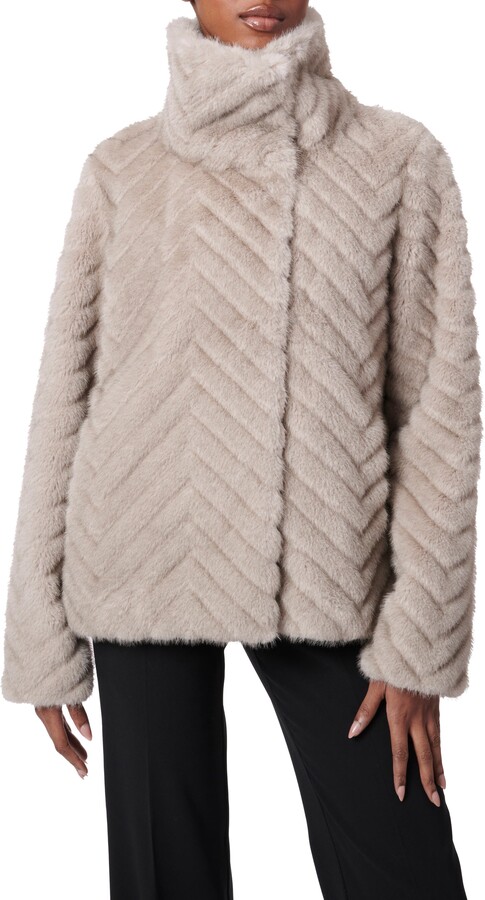 Bernardo Chevron Quilted Faux Fur Jacket - ShopStyle