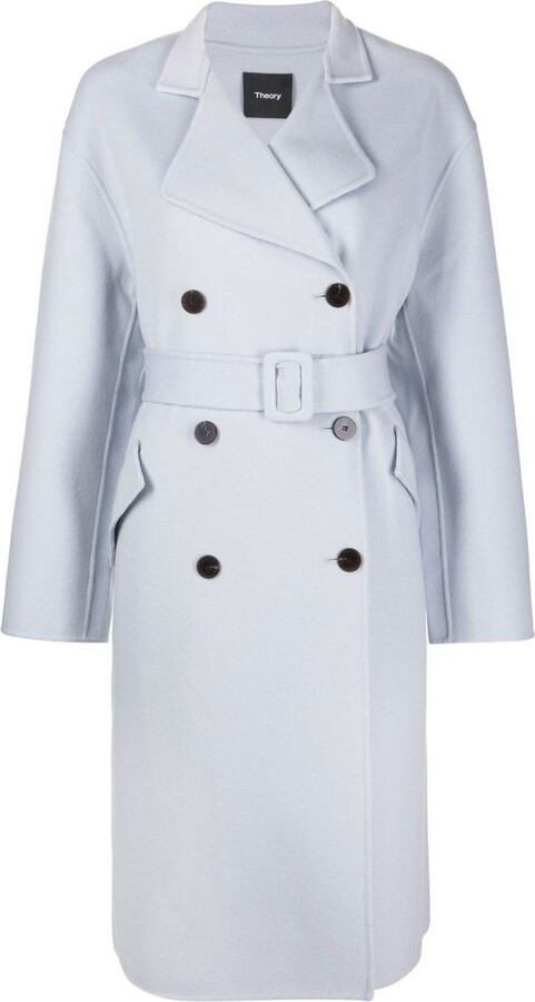 Theory Coat with double-breasted belt - ShopStyle
