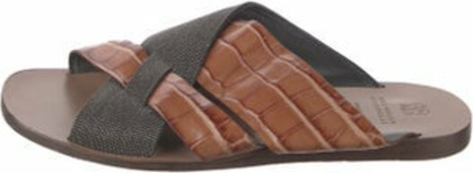 Brunello Cucinelli Monili Alligator Slides - ShopStyle