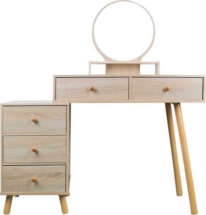 CTEX Makeup Vanity Table with Cushioned Stool, Large Capacity Storage ...