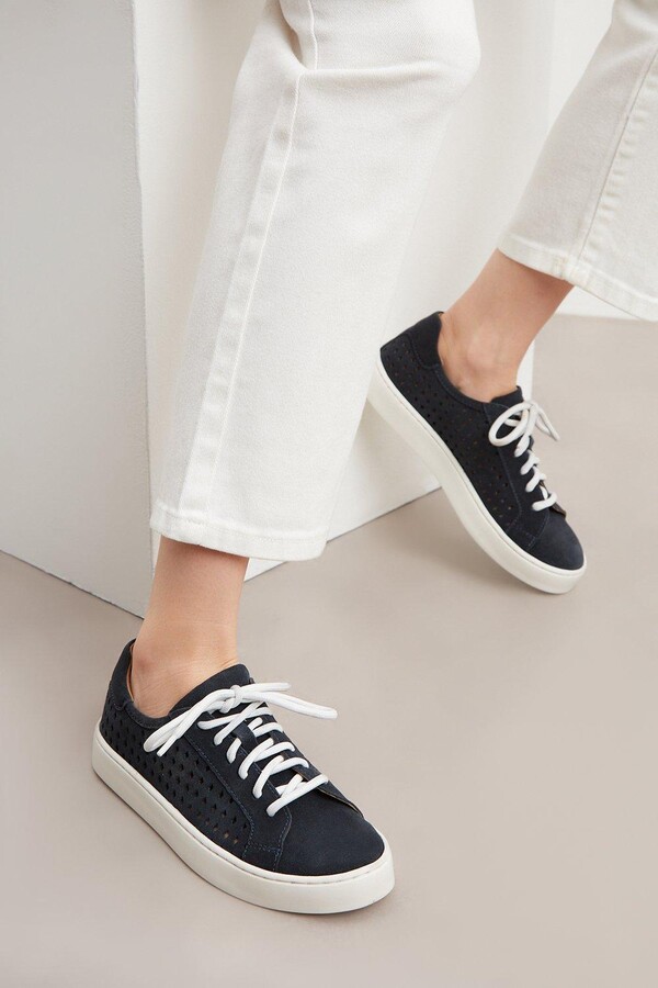 Principles: Charlotte Leather Perforated Trainers - ShopStyle