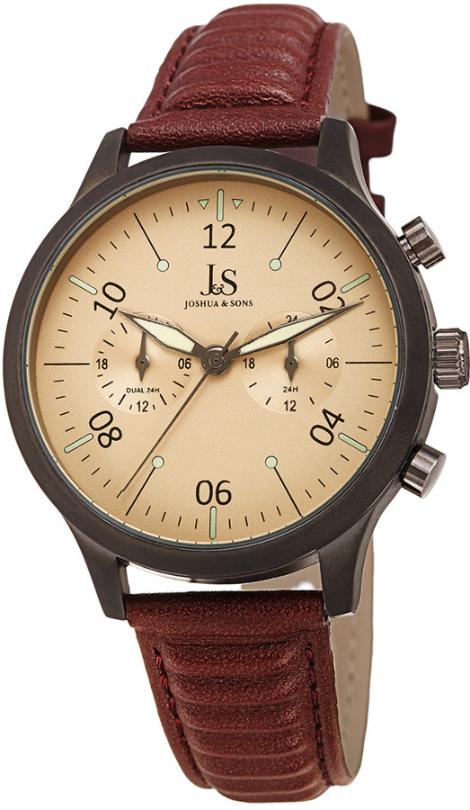 Joshua & Sons Men's Grooved Leather Watch - ShopStyle