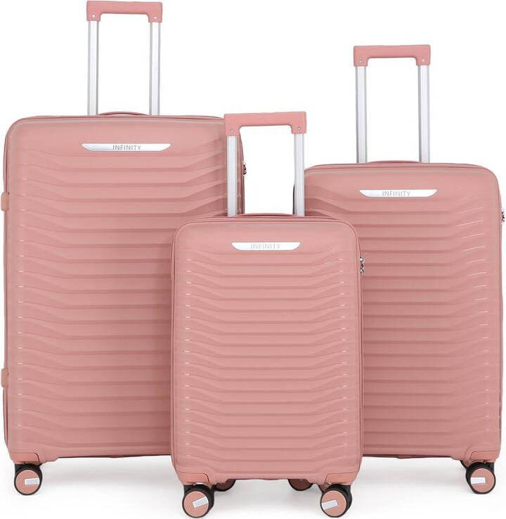 Infinity Leather Hard Shell Classic Suitcase 8 Wheel Cabin TSA Luggage ...