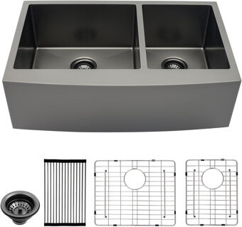 Lordear 36 Inch Farmhouse Double Bowl Stainless Steel Kitchen Sink ...