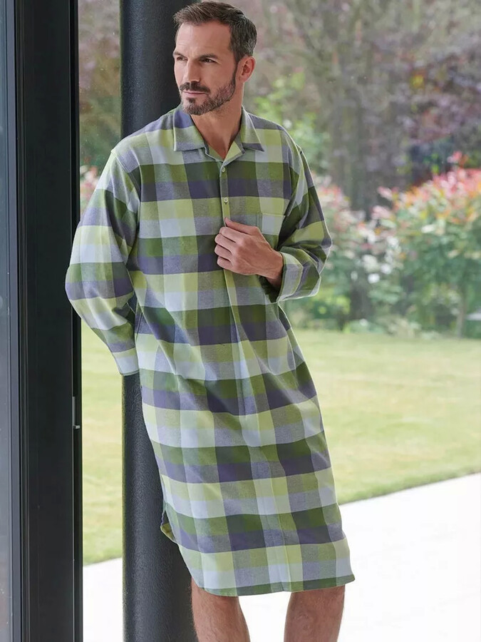 British Boxers Brushed Cotton Check Nightshirt - ShopStyle Pyjamas