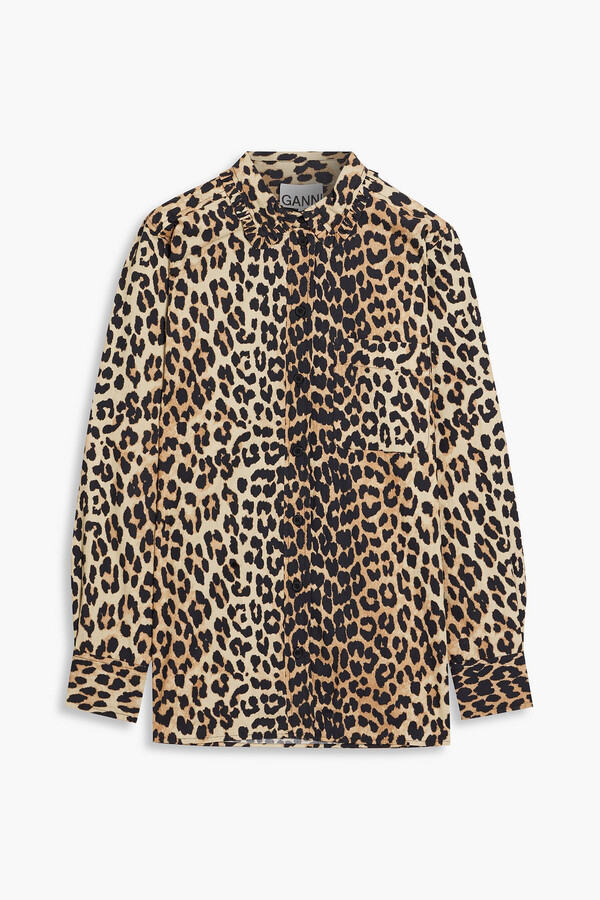 Ganni Leopard-print organic cotton-poplin shirt - ShopStyle