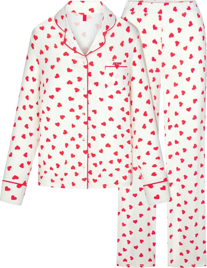 Skims Sleep Long Sleeve Button Up Set | Ruby And Marble Heart ...