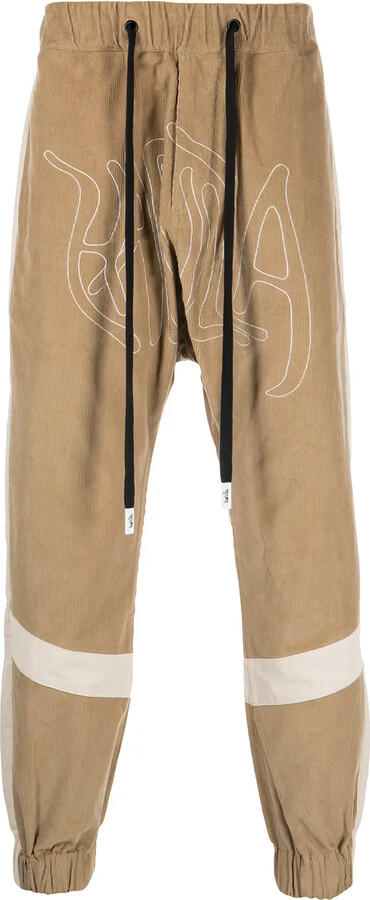 Haculla Embroidered-Logo Ribbed Drop-Crotch Pants - ShopStyle