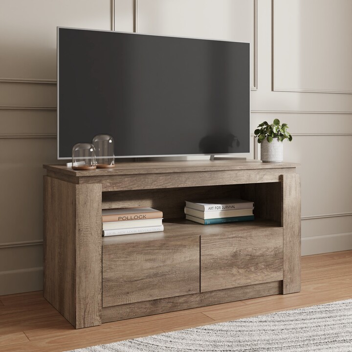 Dunelm Canyon Oak 2 Drawer TV Unit for TVs up to 44" Light Wood - ShopStyle
