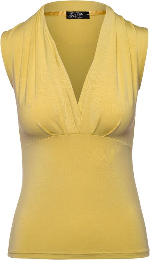 Conquista Women's Yellow / Orange Dark Yellow Wrap Top In Micromodal ...