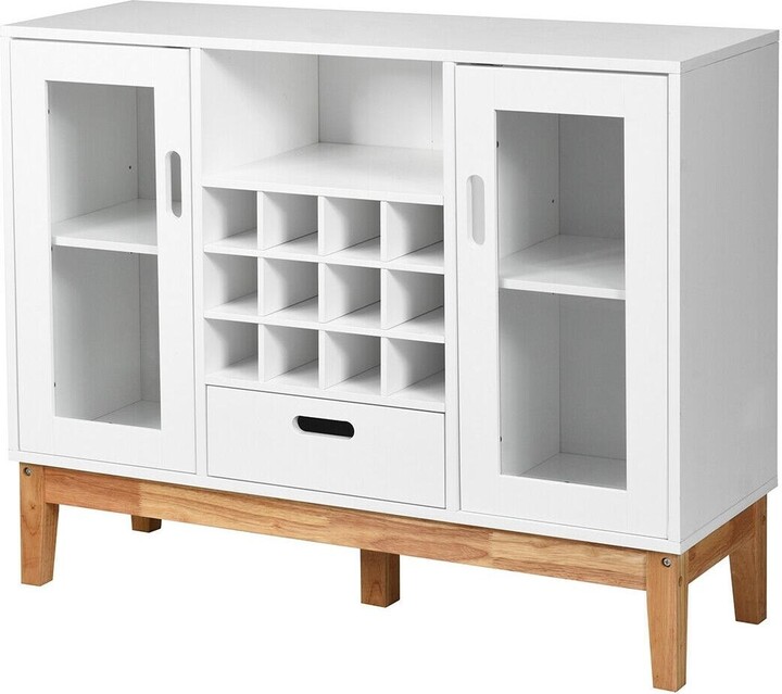 Sugift Wood Wine Storage Cabinet Sideboard Console Buffet Server ...