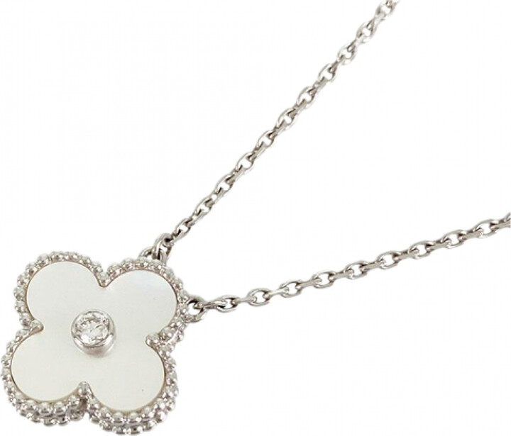 Van Cleef & Arpels Vintage Alhambra white gold necklace - ShopStyle