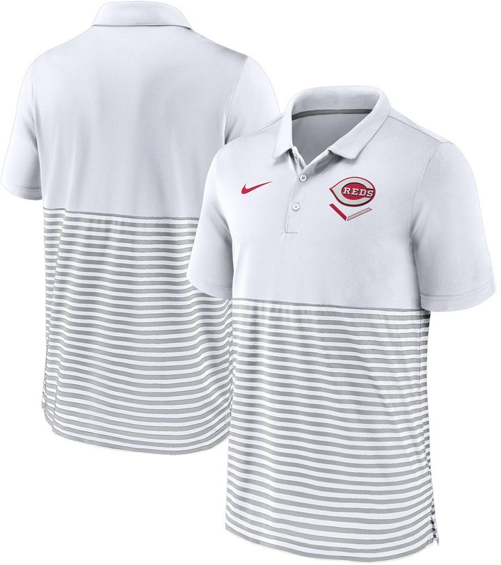 Nike Men's White/Gray Cincinnati Reds Home Plate Striped Polo - ShopStyle