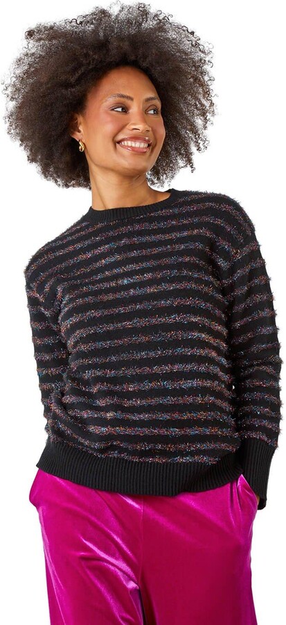 Dusk Metallic Stripe Fluffy Knit Jumper - ShopStyle