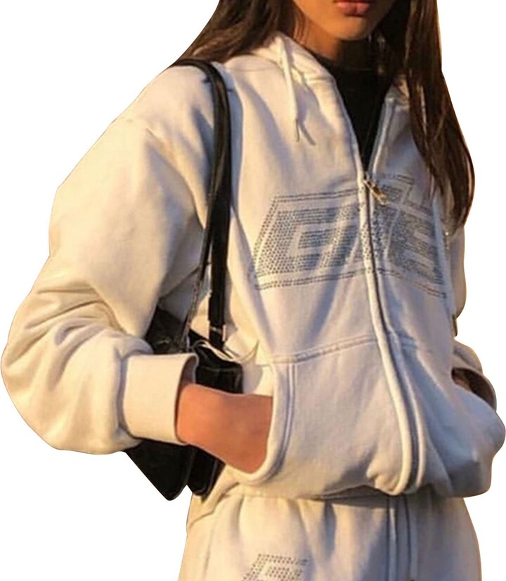 FeMereina Zip Up Hoodie Women Y2K Hoodies Skeleton Skull Print Goth Hoodie Oversized Aesthetic ...