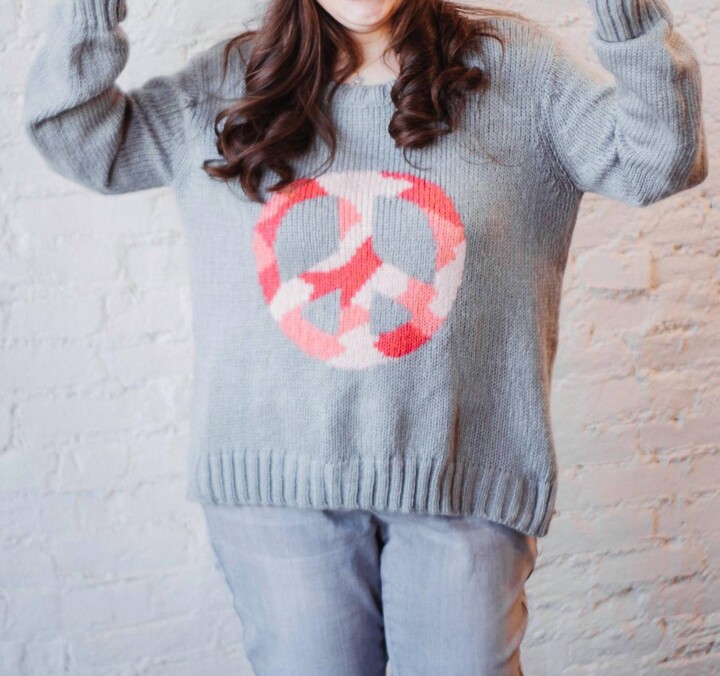 Wooden Ships Camo Peace Sign Sweater In Grey - ShopStyle