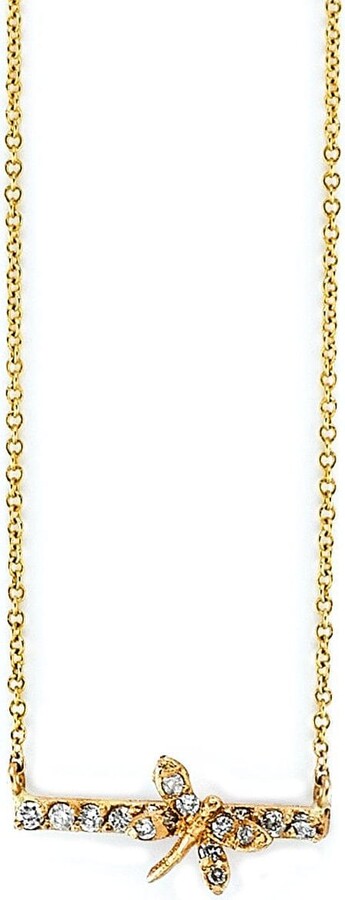 TANYA FARAH Tree of Life Diamond Bar with Dragonfly Necklace - ShopStyle