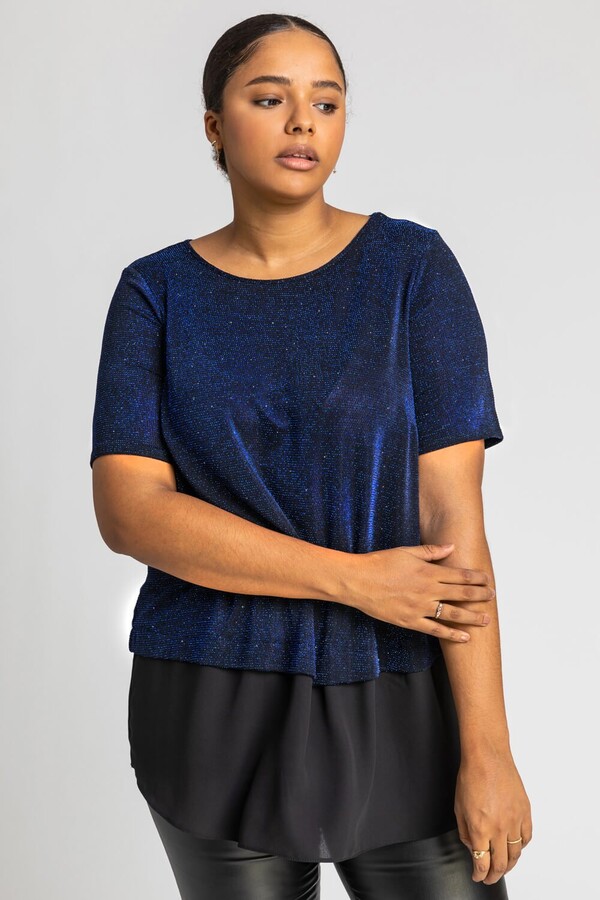 Roman Curve Roman Originals Curve Sparkle Overlay Top - ShopStyle