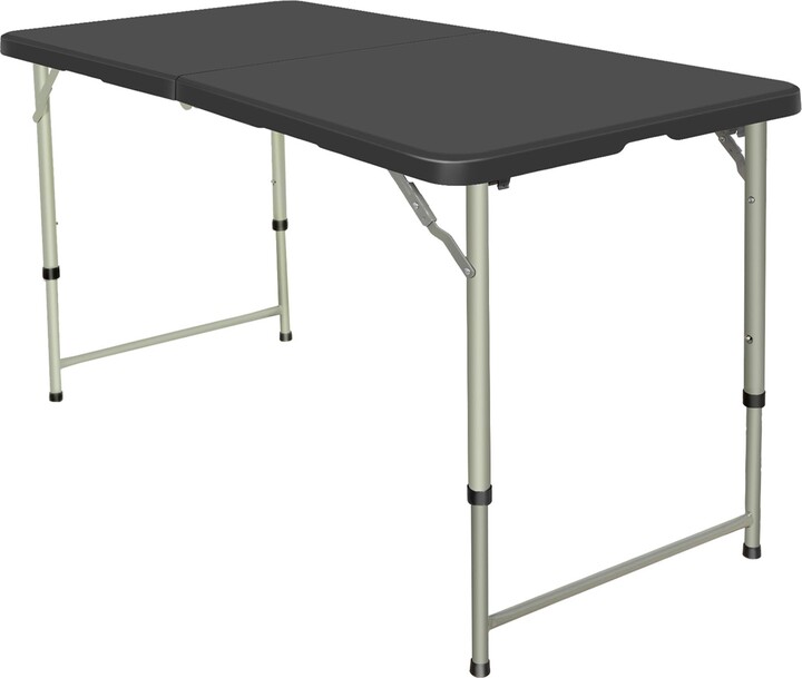SKONYON Folding Table 4 Foot Height Adjustable Fold-in-Half Table with ...