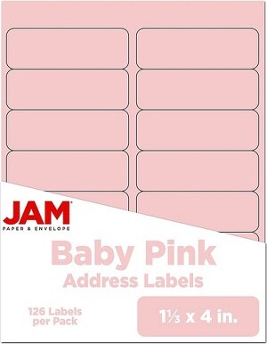 JAM Paper & Envelope JAM Paper Address Labels 1 1/3 x 4 Baby Pink 14 ...