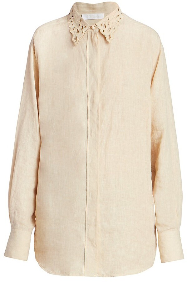 Chloé Oversized Eyelet-Collar Blouse - ShopStyle
