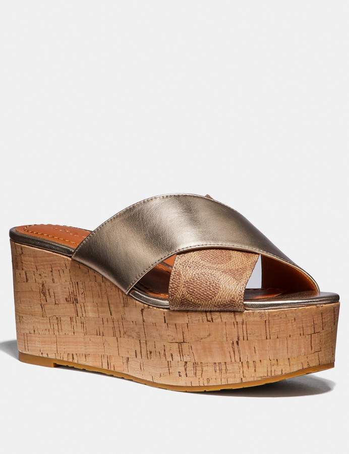 Coach Cross Band Slide Wedge Sandal - ShopStyle